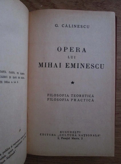 George Calinescu - Opera lui Mihai Eminescu (volumul 1) - Cumpără